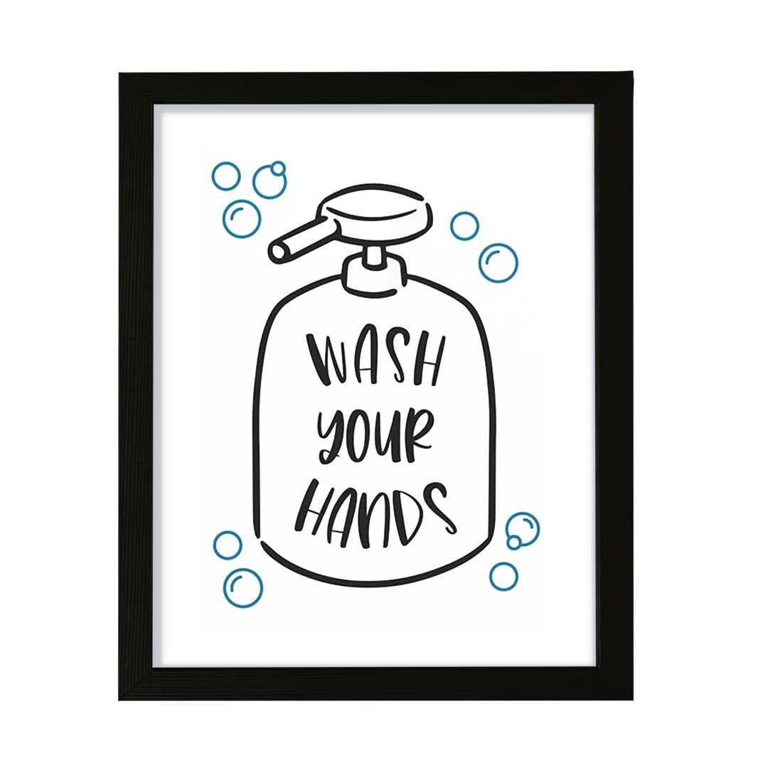 The Stupell Home Decor Collection Wash Your Hands Black and White Faux ...