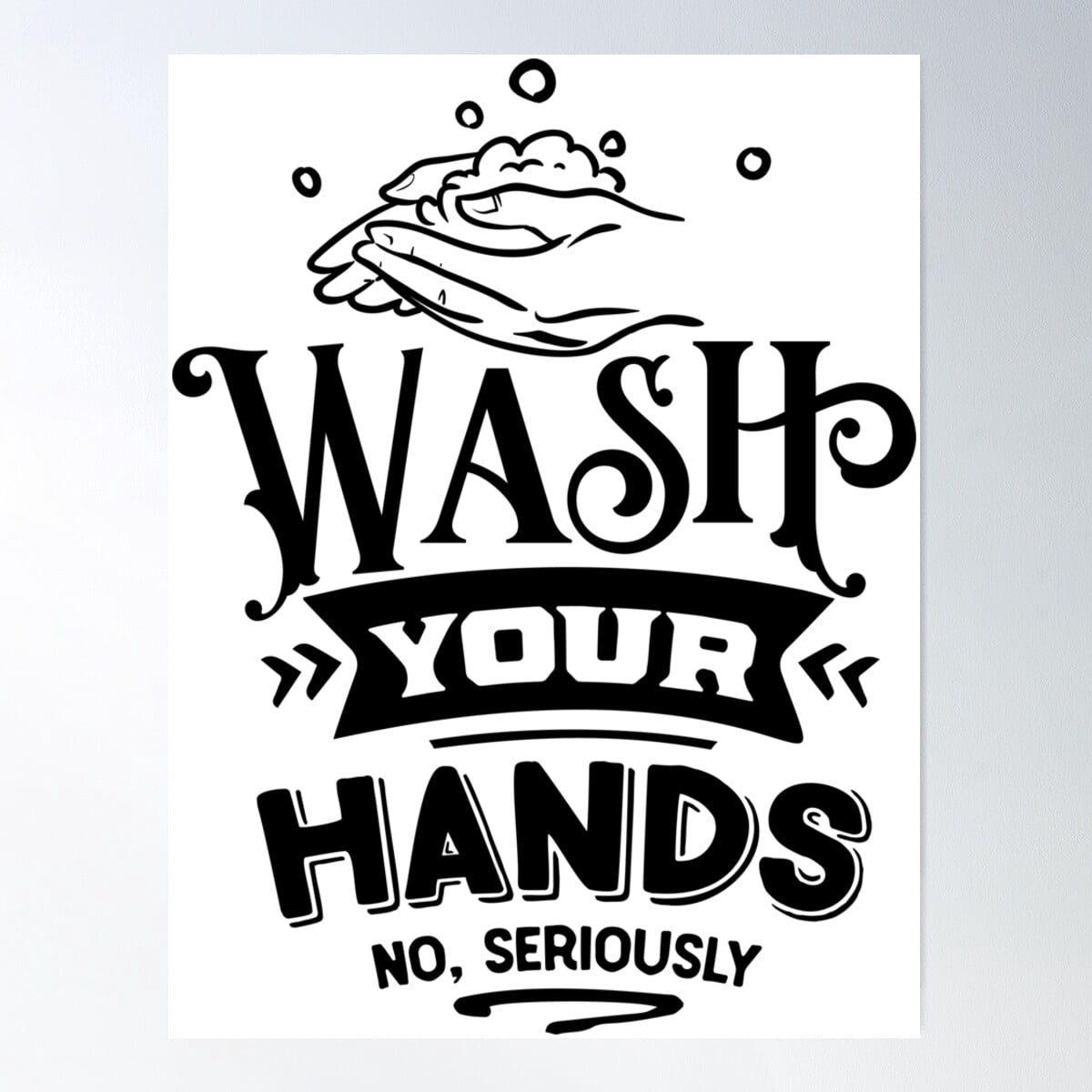 Wash Your Hands Bathroom Design Poster Wall Art, Modern Wall Decor For ...