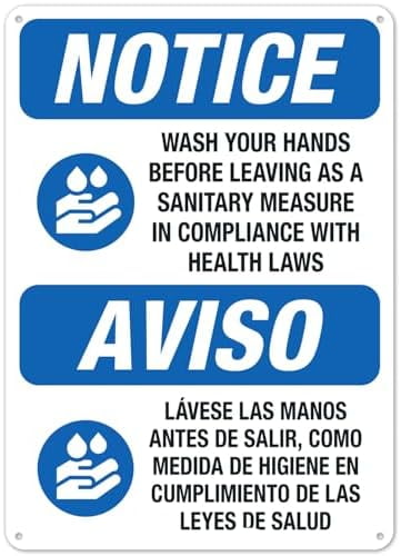 Wash Your Hands Before Leaving As A Sanitary Measure Bilingual Sign,Facility Safety Signs Metal ...