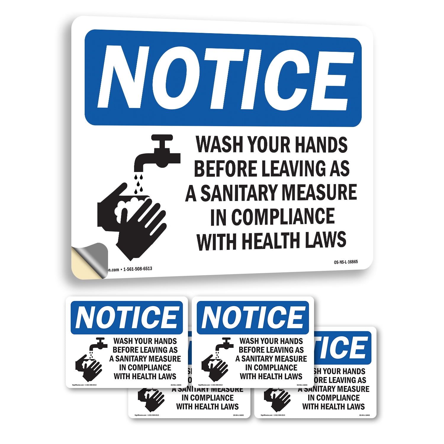 Wash Your Hands Before Leaving In Compliance OSHA Notice Vinyl Decal ...