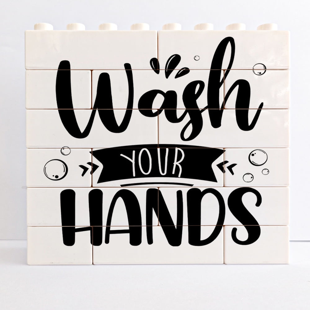 Wash Your Hands Building Bricks Blocks Puzzles Decor Desk Sign, Funny ...