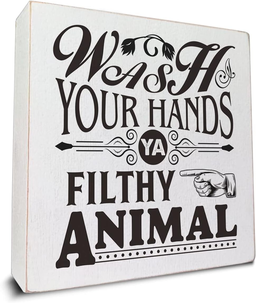 Wash Your Hands Filthy Animal Wooden Box Sign Desk Decor Wood Box Sign ...