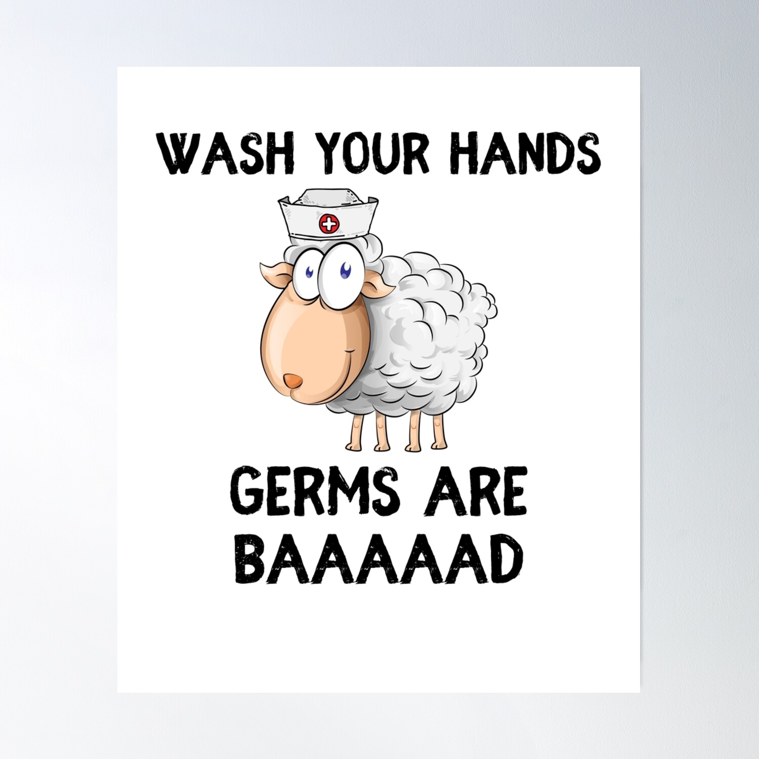 Wash Your Hands Germs Are Baaaad Sheep Poster Wall Art, Modern Wall ...