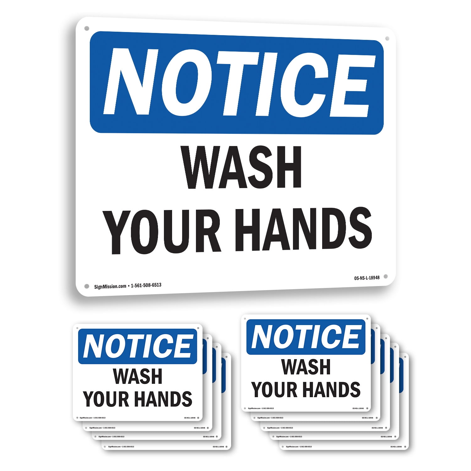 Wash Your Hands OSHA Notice Aluminum Sign 14 Inch x 10 Inch - 10 Pack ...
