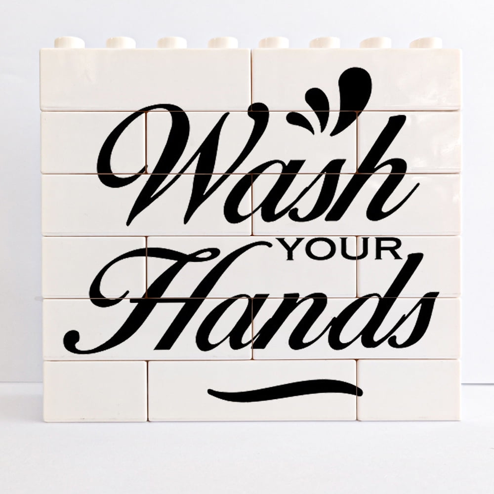 Wash Your Hands Sign Rustic Building Bricks Blocks Puzzles Farmhouse ...