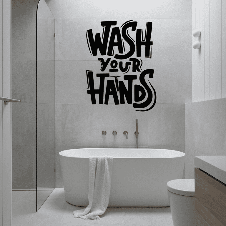 Bathroom Rules Wall Decal Wash Brush Flush Kids Bathroom Wall Art Kids