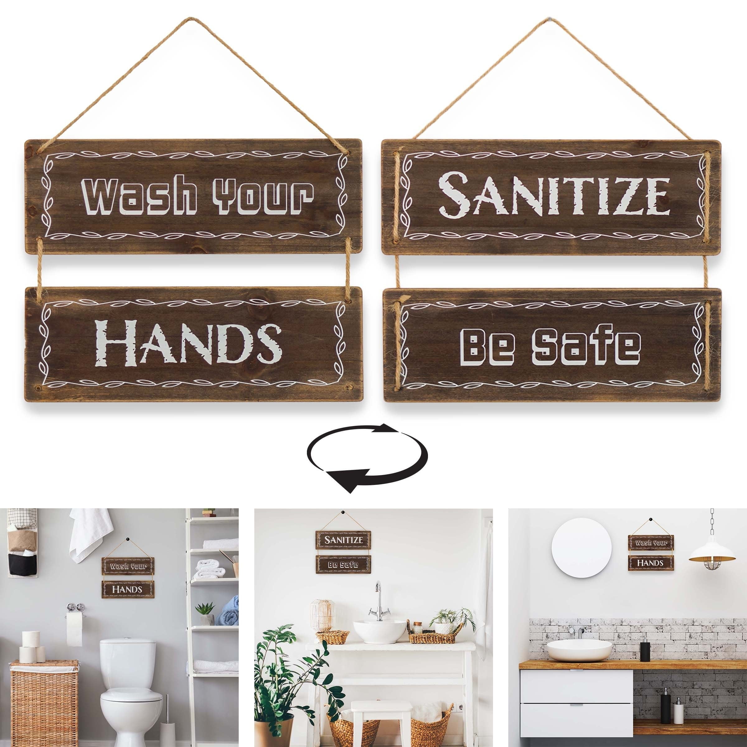 Wash Your Hands Wall Decor Sign, Reversible Farmhouse Sign for Living ...