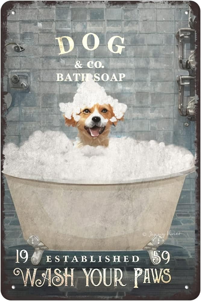 Wash Your Paws Bathroom Sign, Funny Dog Bathroom Wall Decor, Dog ...