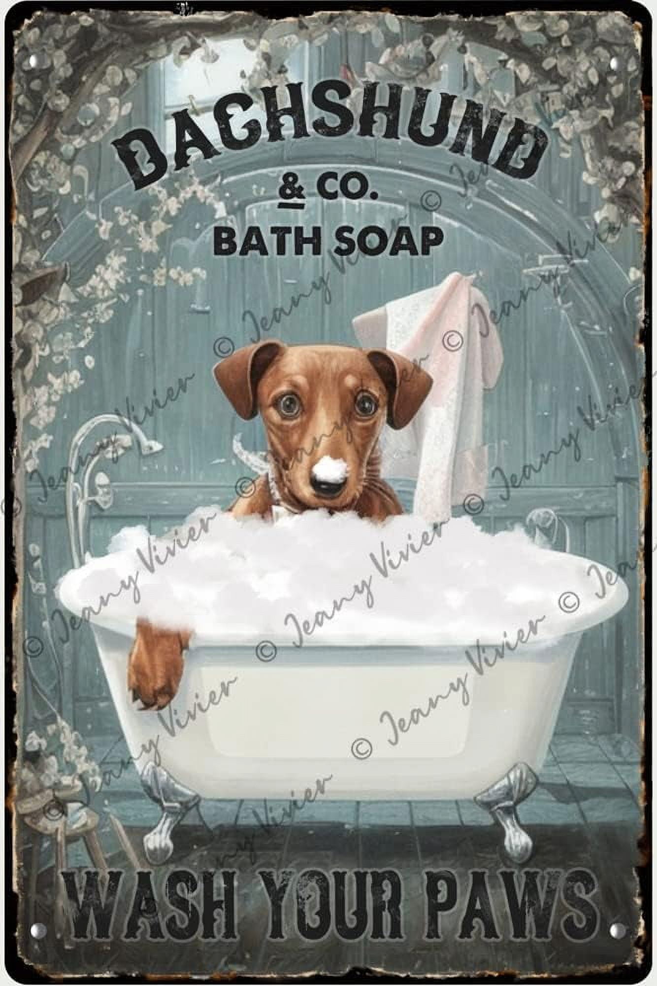 Wash Your Paws Dog Sign, Funny Dog Bathroom Sign, Dachshund Art ...