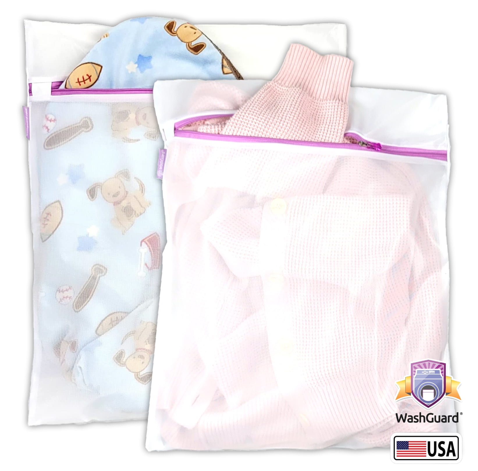 WashGuard Large Mesh Laundry Bags for Delicates, Lingerie, Bra, 2 Pack ...