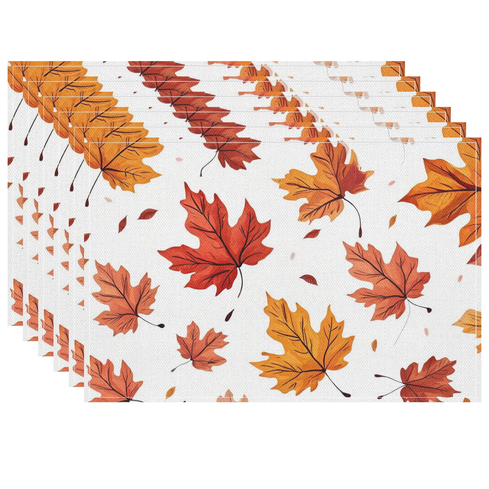 Washable Aesthetic Placemats Seamless Pattern Sticker Leaves Fade ...