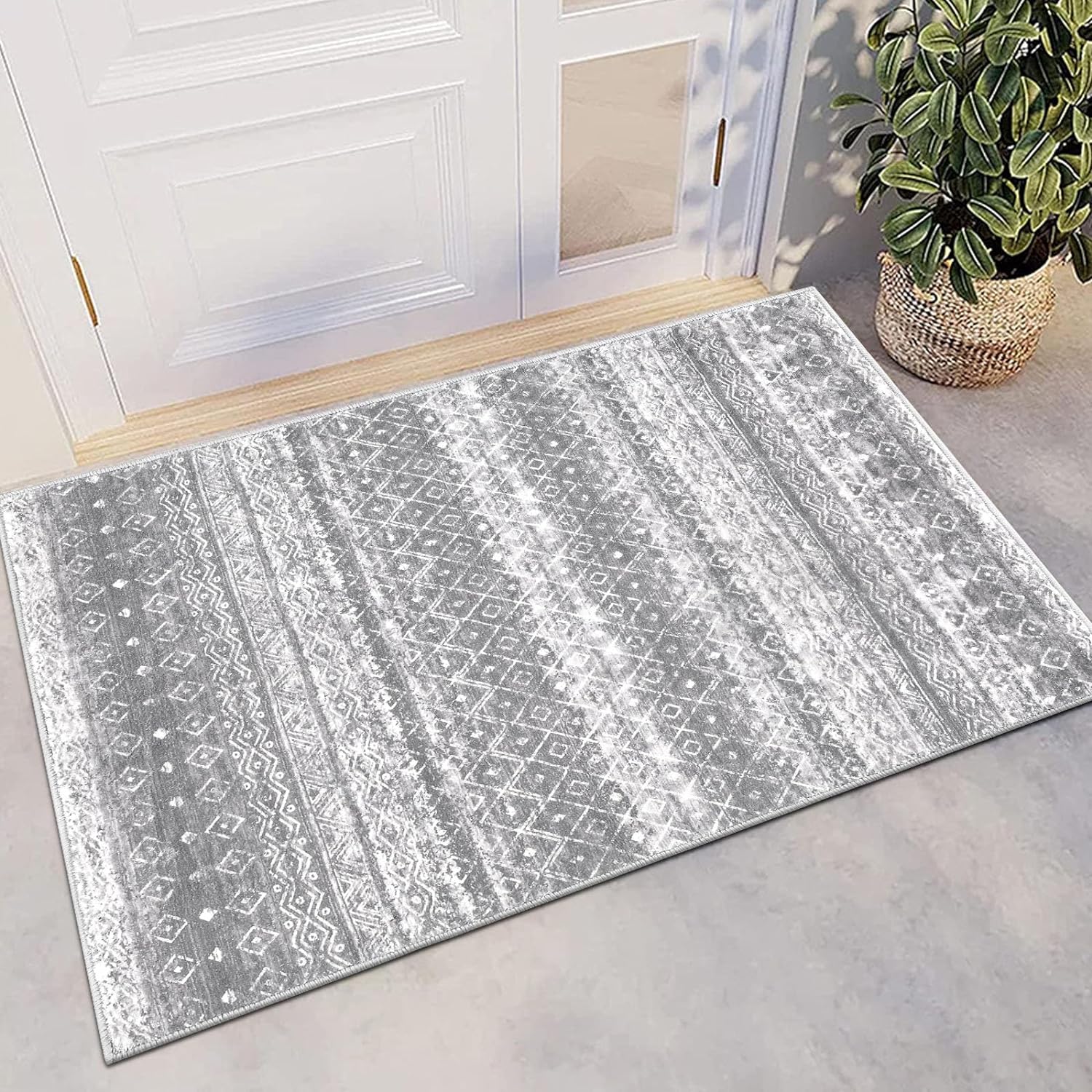 Washable Area Rug 2x3 Entry Rug Soft Distressed Area Rugs Non Slip ...