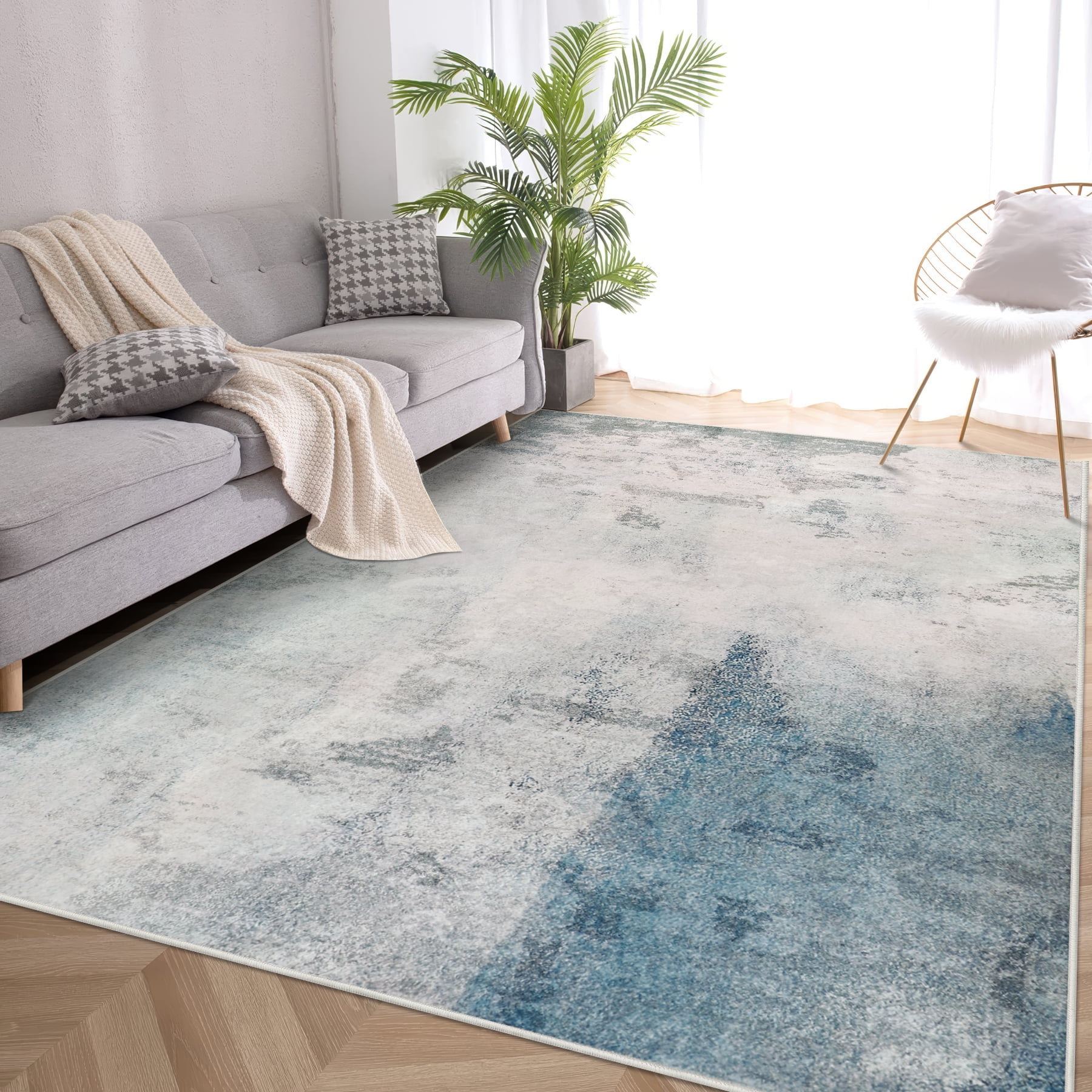 Washable Area Rug 5x8, Modern Abstract Large Rugs for Living Room, Soft ...