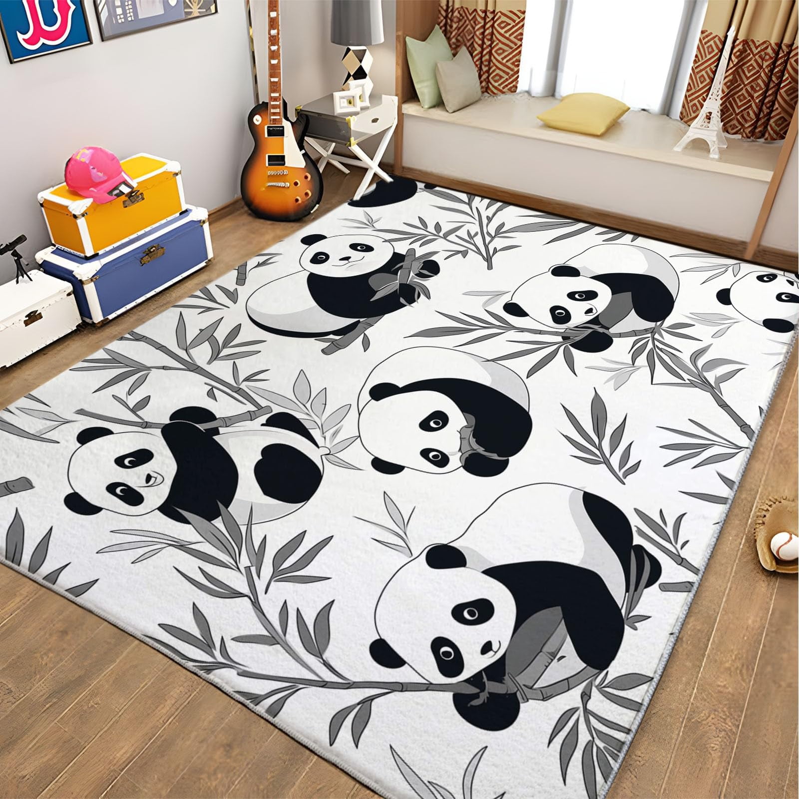 Washable Area Rug, Cartoon Animal Giant Panda Print Accent Floor Carpet ...