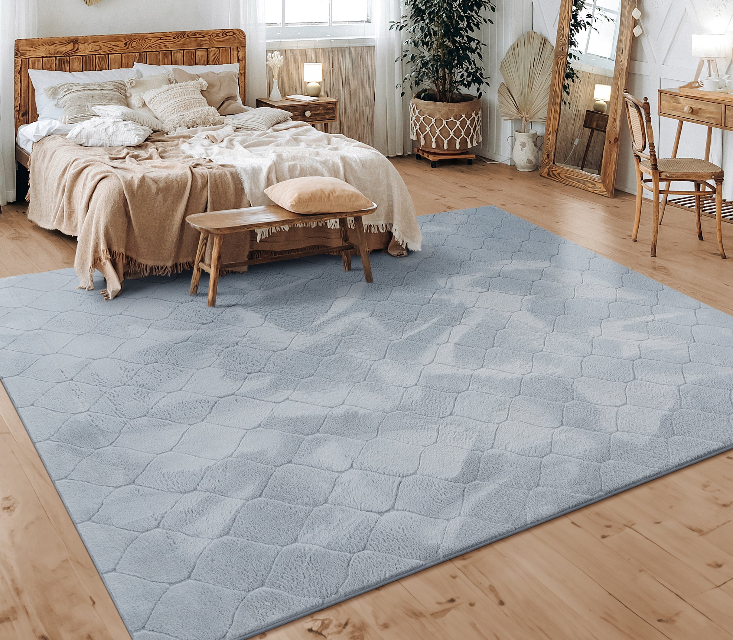 Washable Area Rug with Diamond Pattern and High-Low Effect - Walmart.com