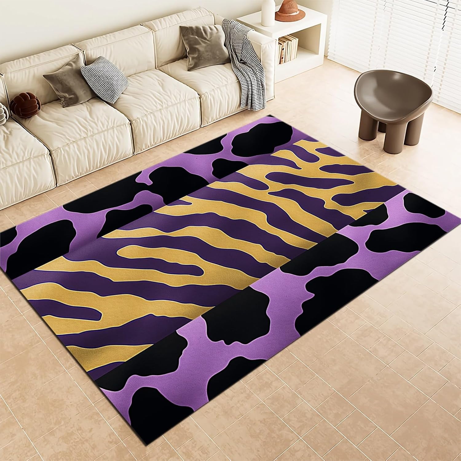 Washable Area Rugs Carpet, Animal Leopard Zebra Print Print Rugs Brown ...