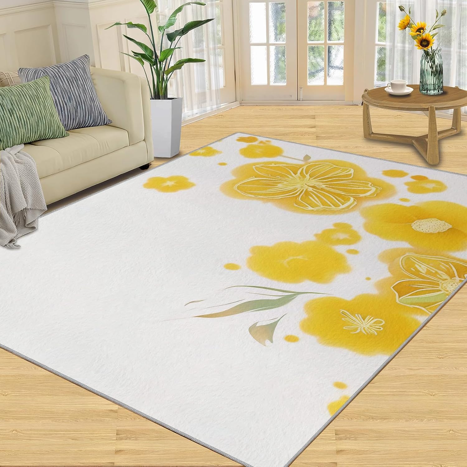 Washable Area Rugs For Living Room, Non-Slip Kids Nursery Minimalist ...