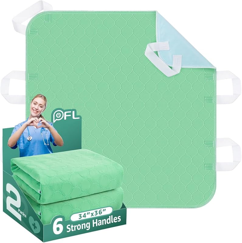 Washable Bed Pad for Incontinence: Waterproof Bed Pads with 8 Handles ...