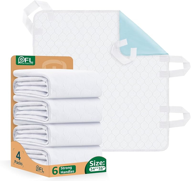 Washable Bed Pad for Incontinence: Waterproof Bed Pads with 8 Handles ...