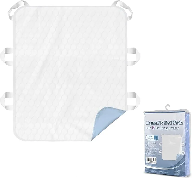 Washable Bed Pads with 6 Sturdy Handles 34”×36” Extra Large Reusable ...