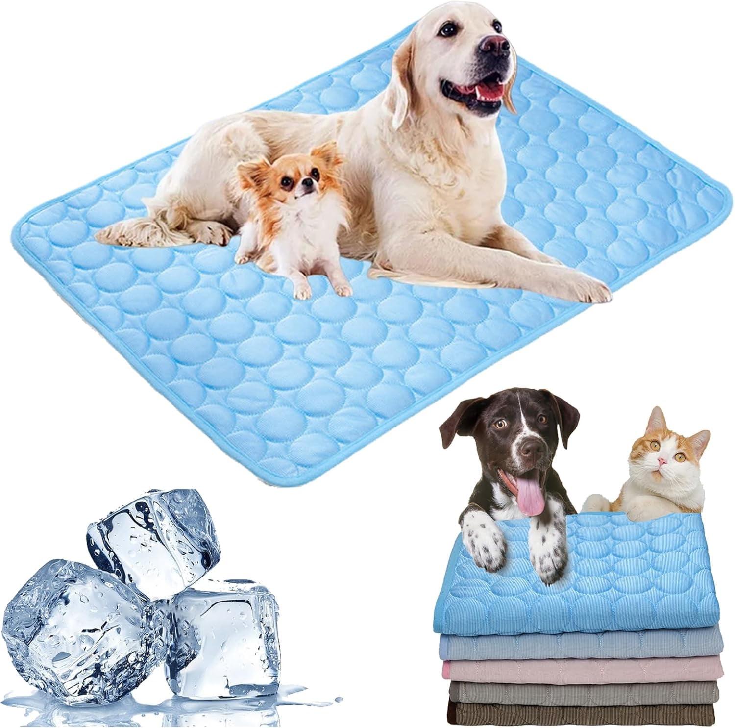 Washable Cooling Mat for Dogs,Ice Silk Cooling Dog Bed for Indoor ...