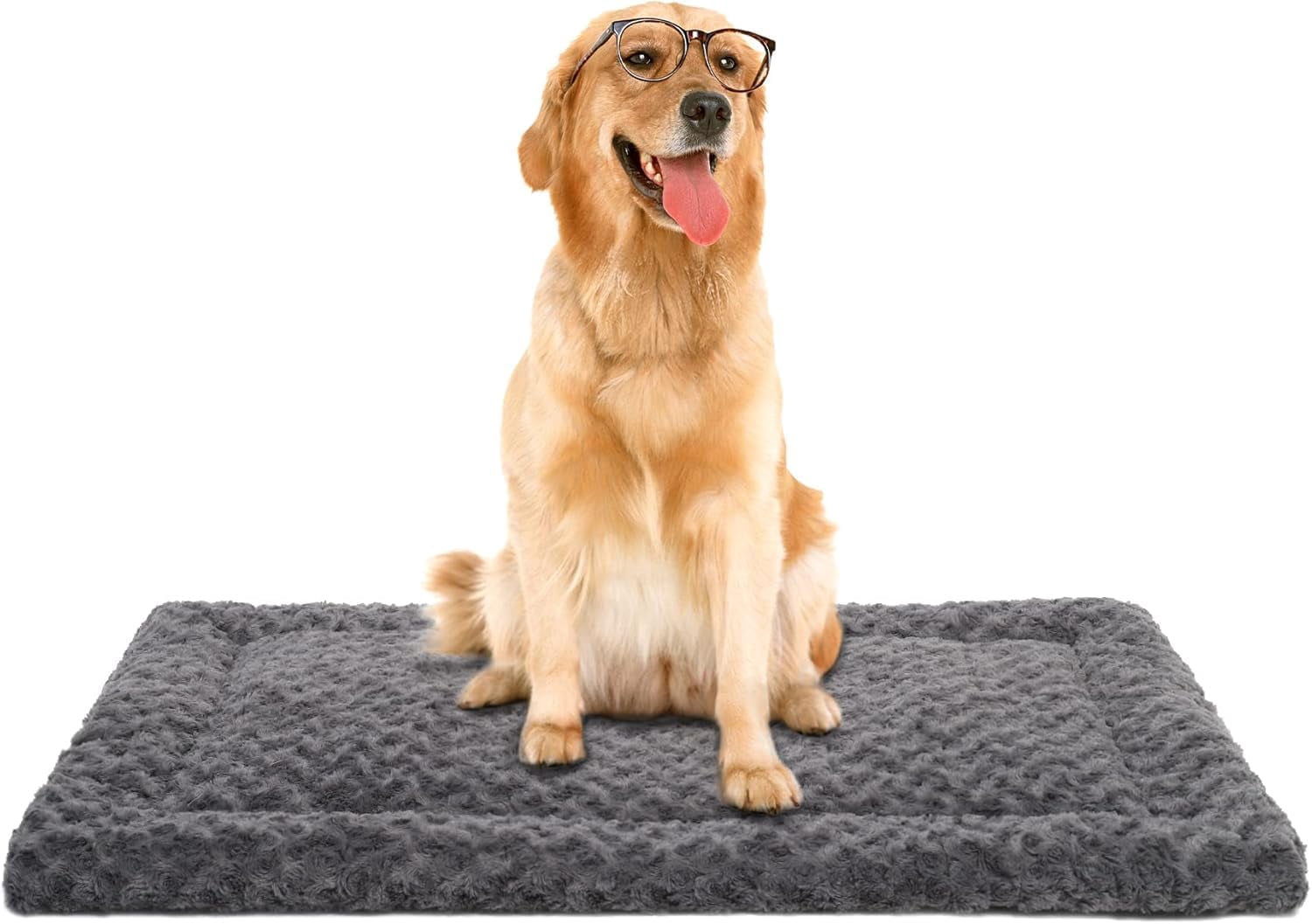 Washable Dog Bed Mat Ultra Soft Dog Crate Pad Comfy Fluffy Pet Kennel ...