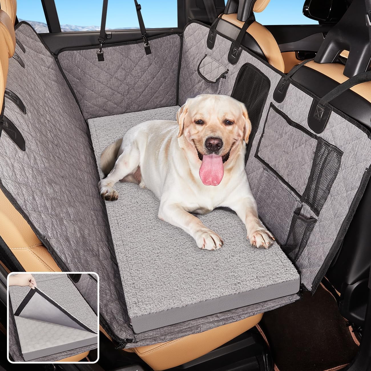 Washable Dog Bed for Back Seat - Waterproof Seat Cover Extender ...