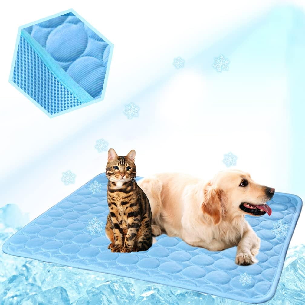 Washable Dog Cooling Mat Ice Silk Pet Self-Cooling Mat Blanket for ...