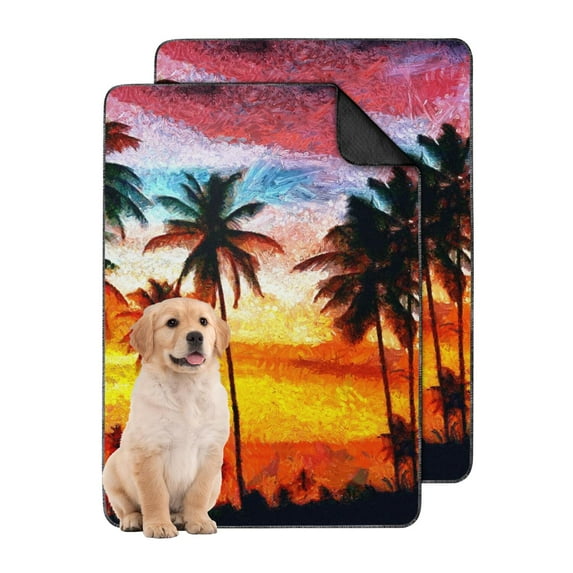 Washable Dog Crate Pads with Tropical Leaves, Reusable Non-Skid Pee Mat ...