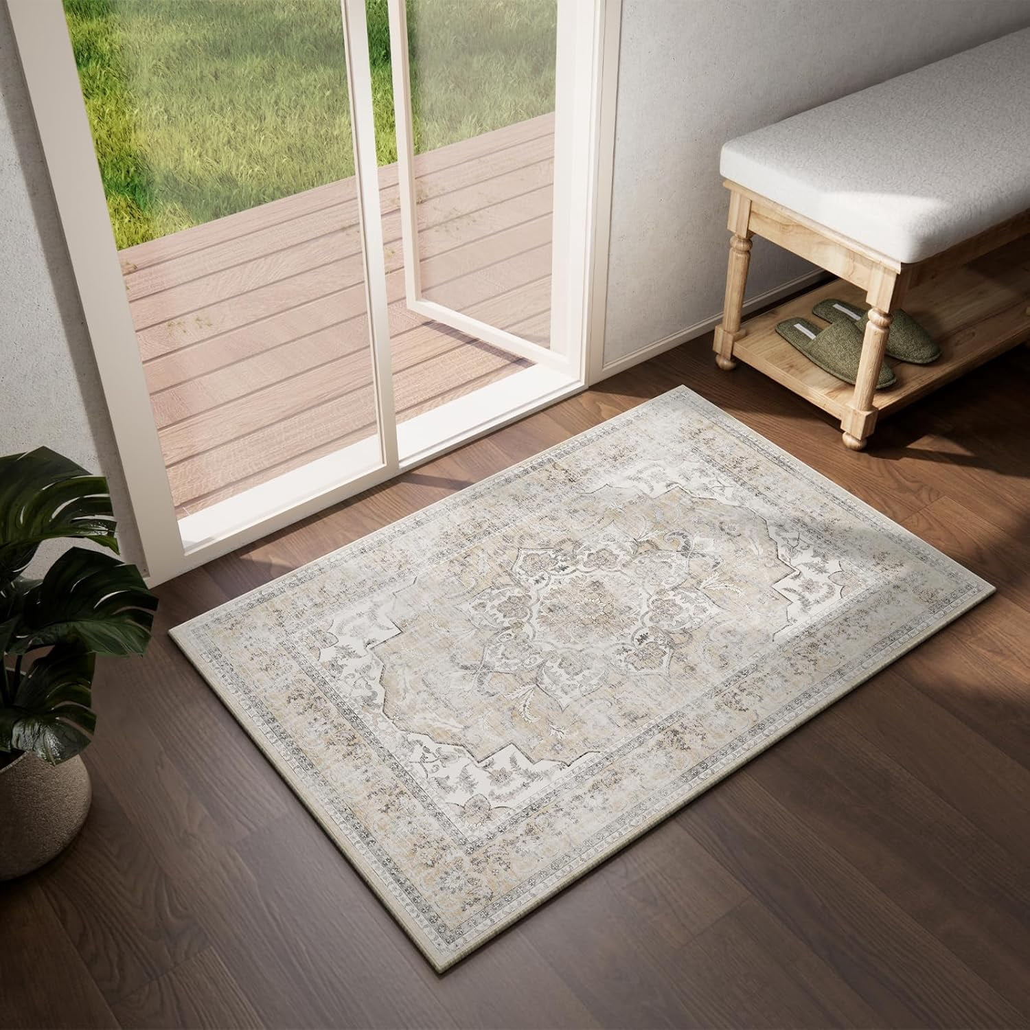 Washable Entryway Small Area Rugs: 2''x3'' Boho Rug Non Slip Door Mat ...
