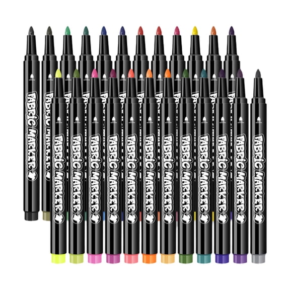 Hippie Crafter Permanent Fabric Markers 26 Pack For T-Shirt, Leather ...