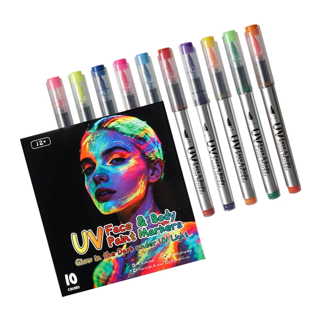 Washable Face and Body Paint Pens, 10 Color Glow Marker Set for ...