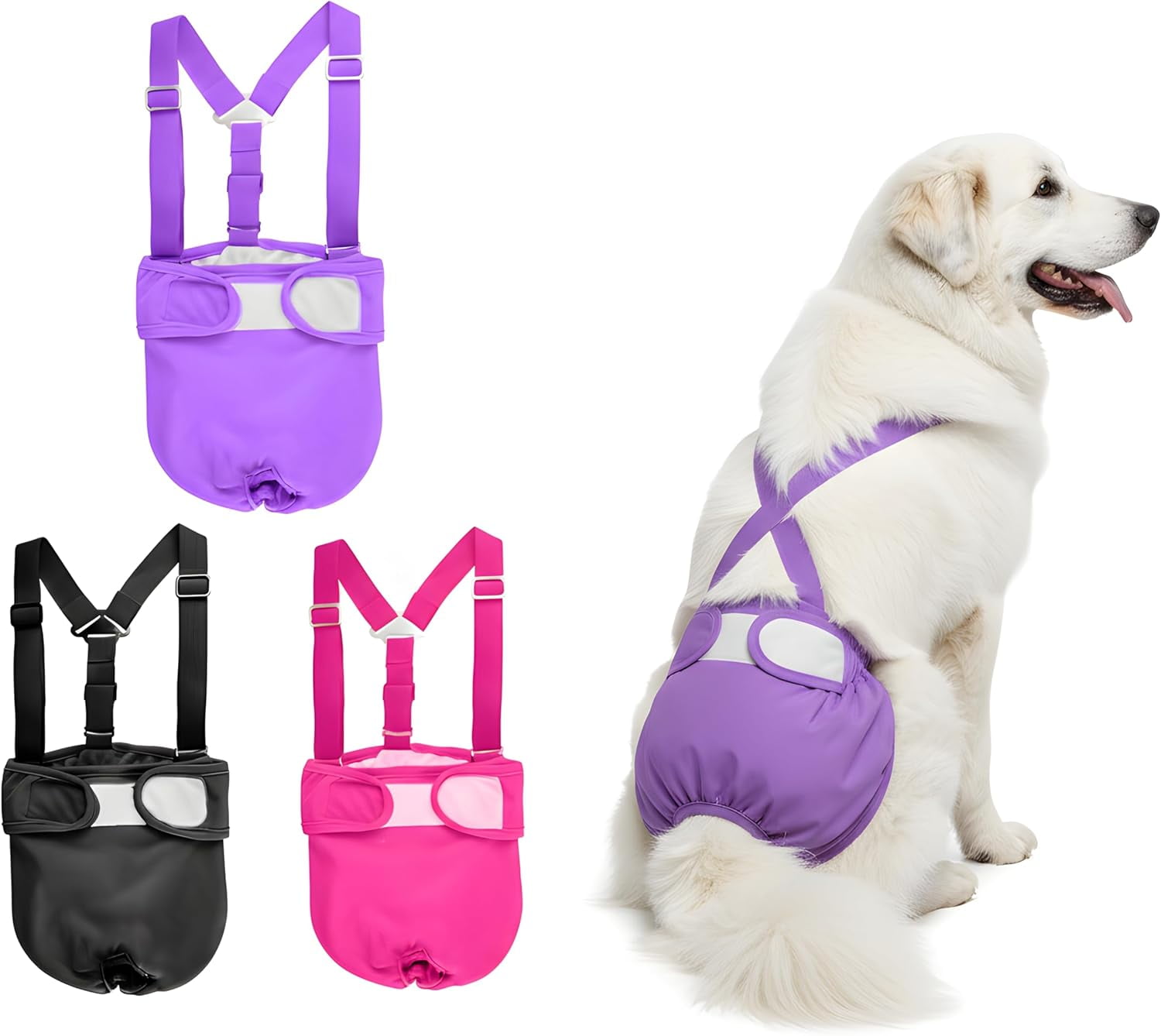 Washable Female Diaper with Suspender - 3 Absorbent & Leakproof Fixed ...