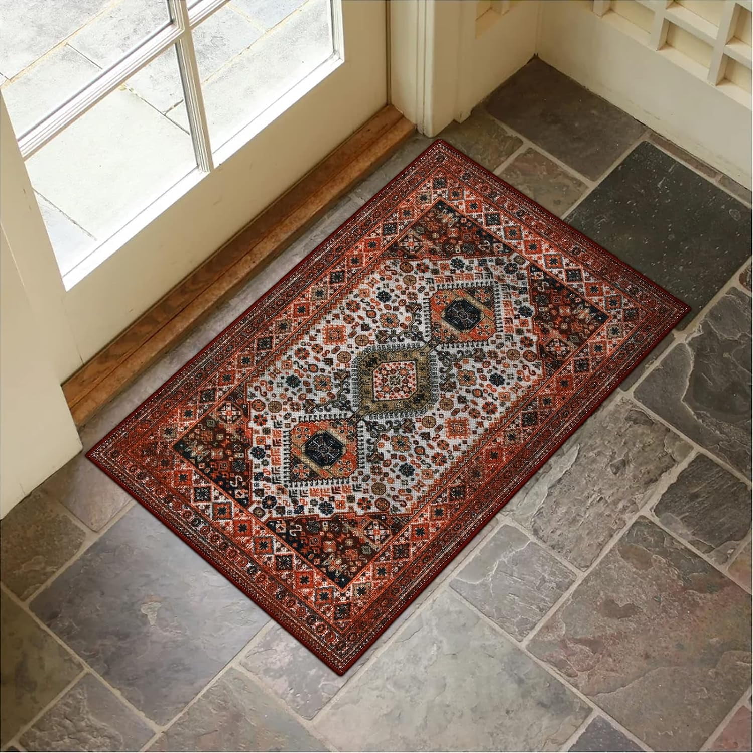 Washable Indoor Doormat, Non Slip Retro Welcome Mats 20" x 32" Area Rug ...