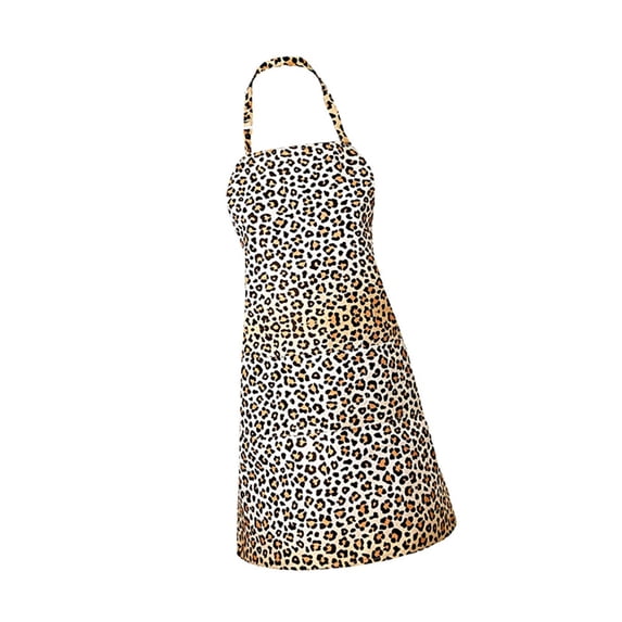 Washable Leopard Print Apron Adjustable Neckband Stainproof Protective ...