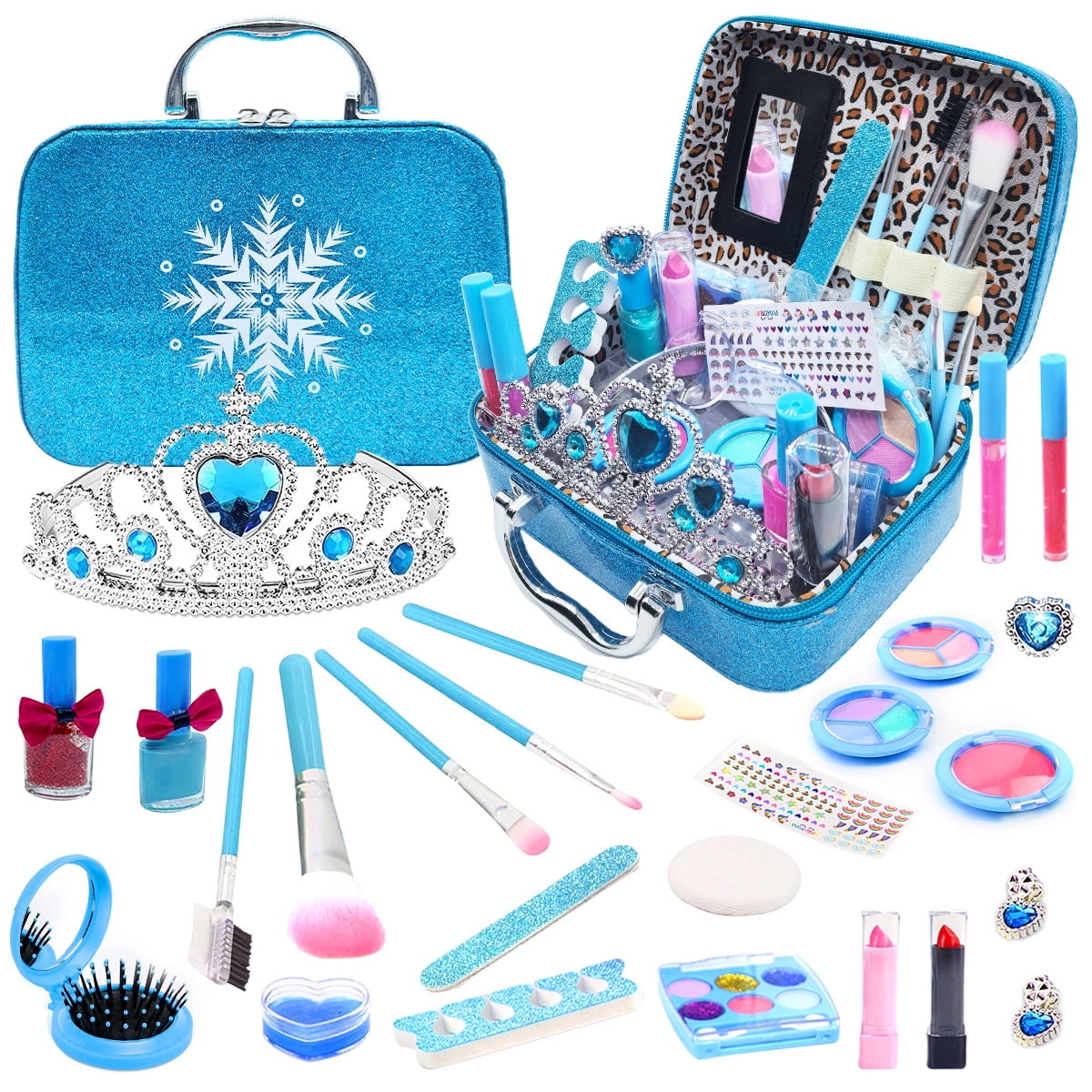 syenll Washable Makeup Kit for Kids, Frozen Themed Beauty Set, 25 Pcs Makeup Gifts for Girls 4-8 ...