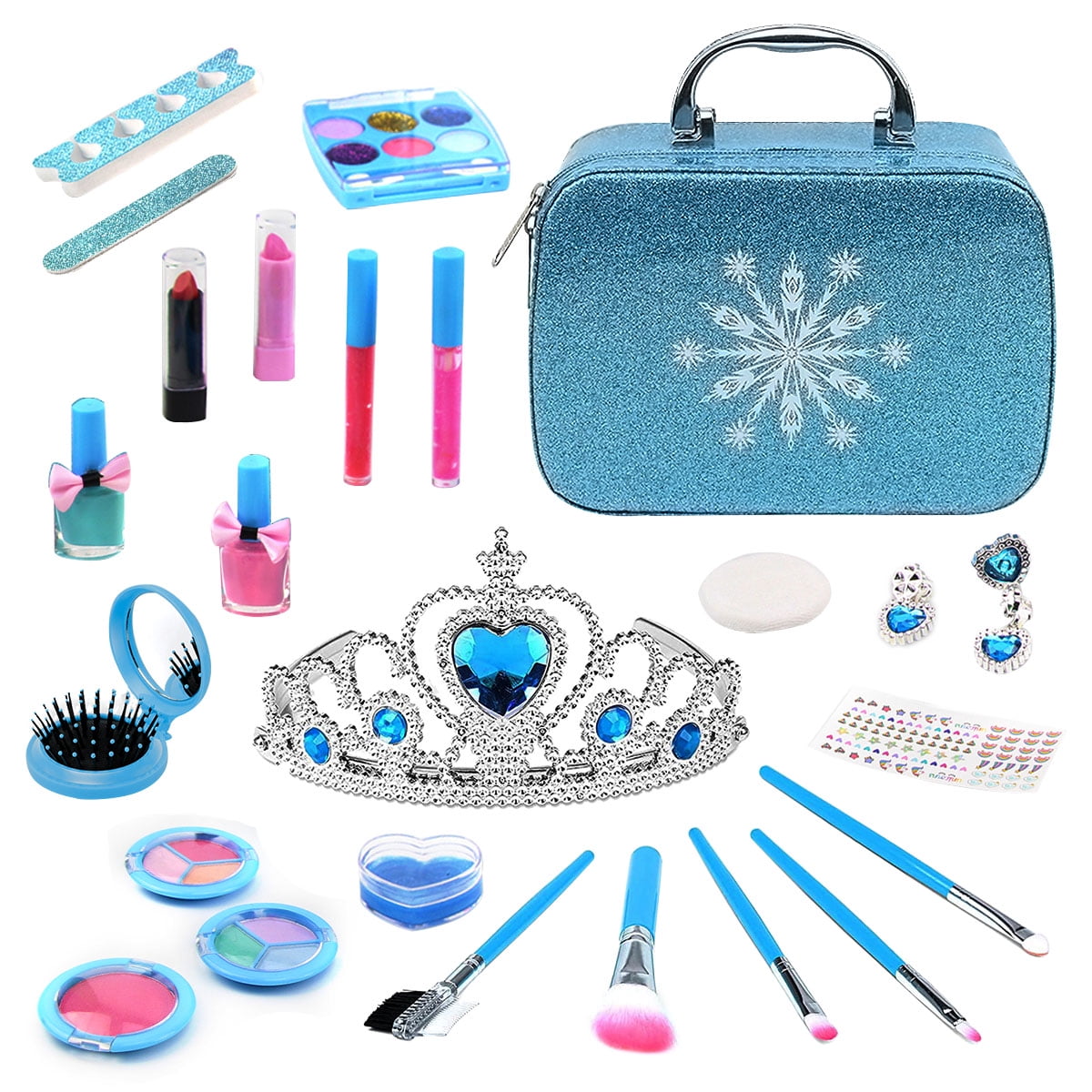 Washable Makeup Kit for Little Girls, Princess Real Cosmetic Beauty Set ...