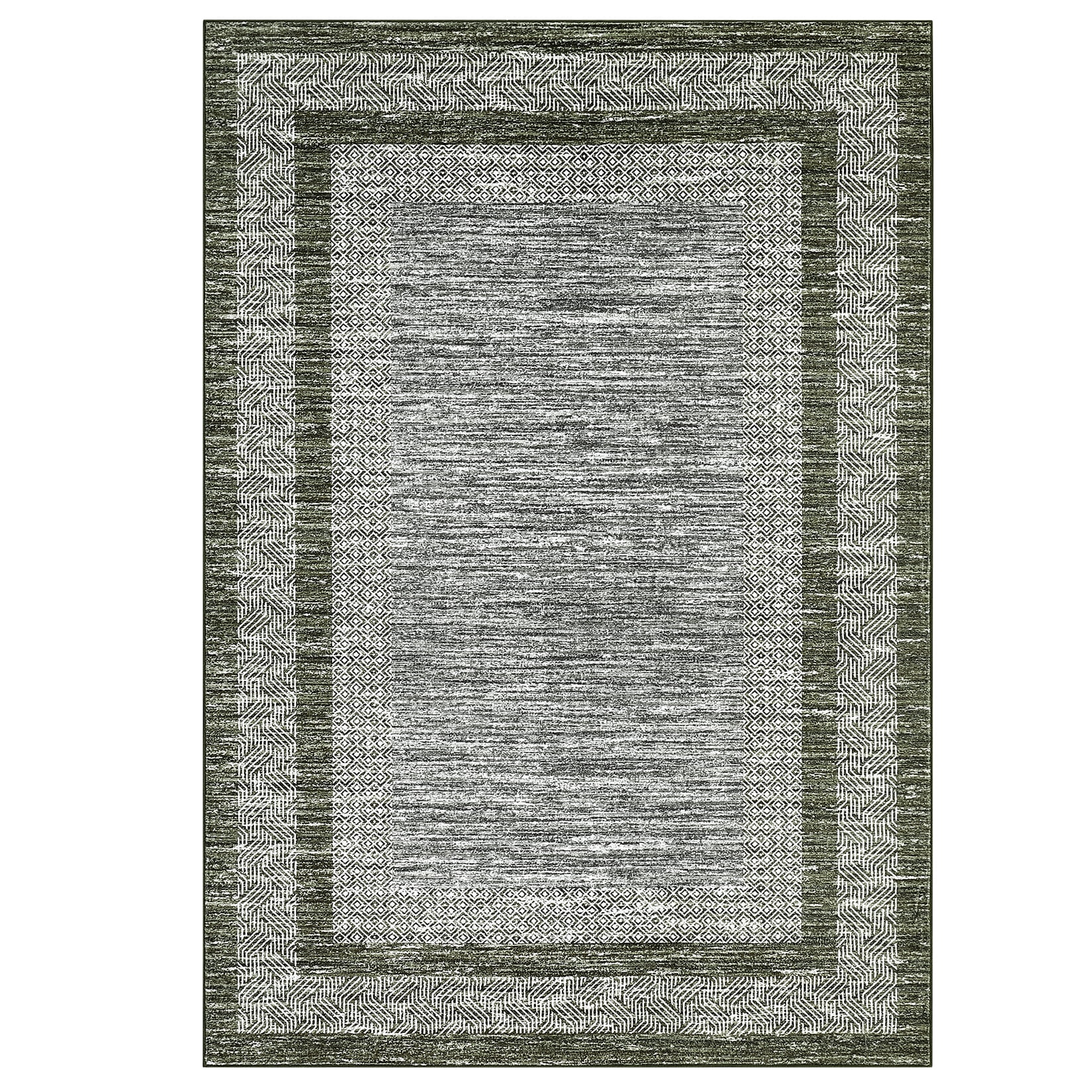 Washable Modern Geometric Rug – Non-Slip Low Pile Carpet for Bedroom ...