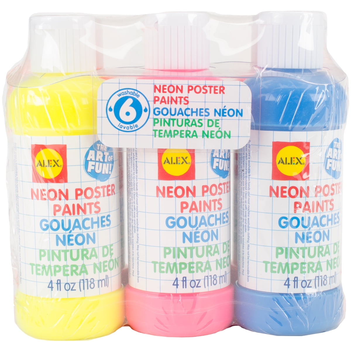 Washable Neon Poster Paint 6/Pkg - Walmart.com
