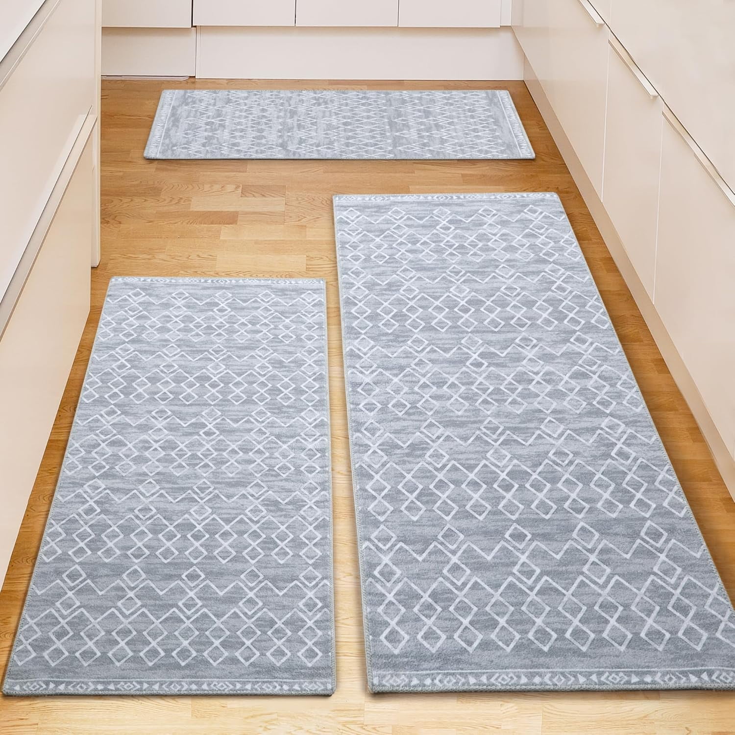 Washable Non Slip Kitchen Rugs Set of 3,Boho Moroccan Geometric 3 Piece ...