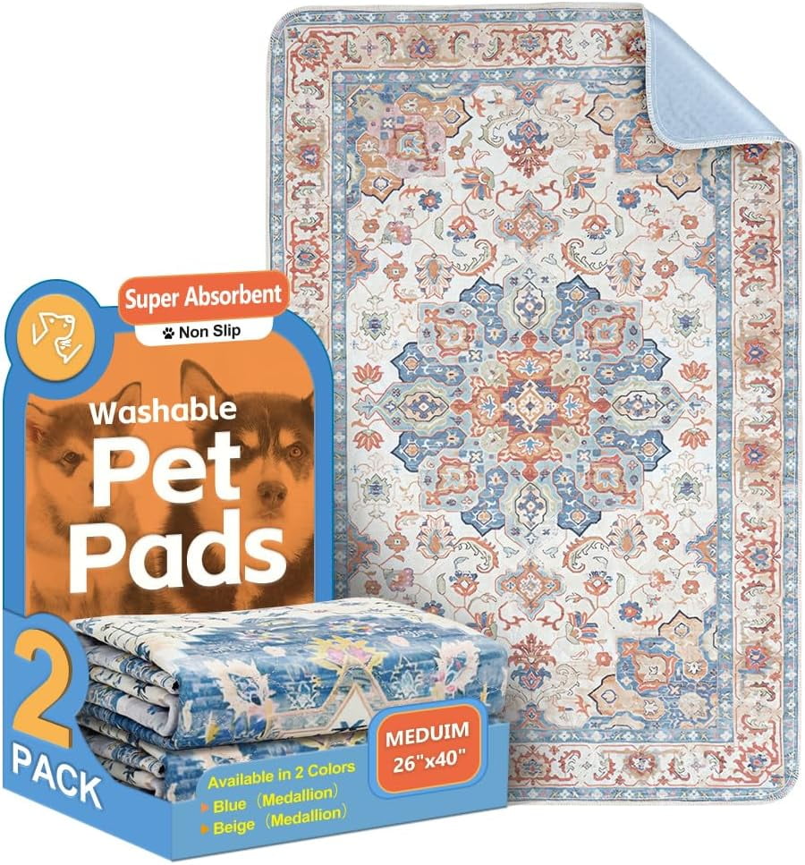 Washable Pee Pads for Dogs 2 Pack Reusable Puppy Training Pads 40"x26 ...