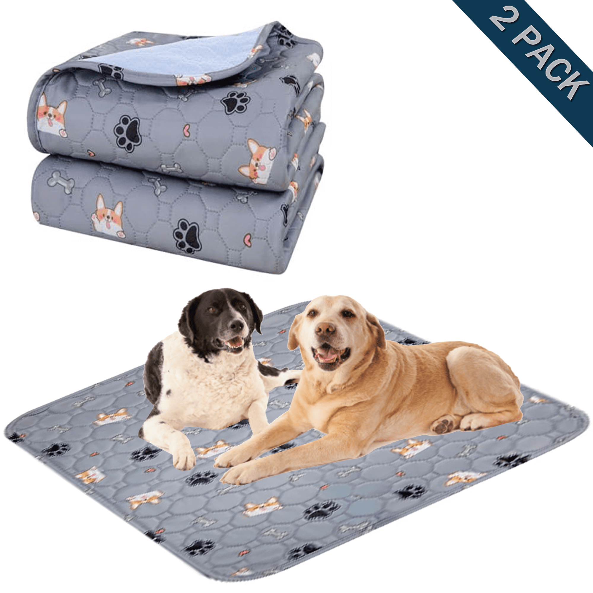Washable Pee Pads for Dogs 2 Pack, Washable Training Pet Pads, Washable ...