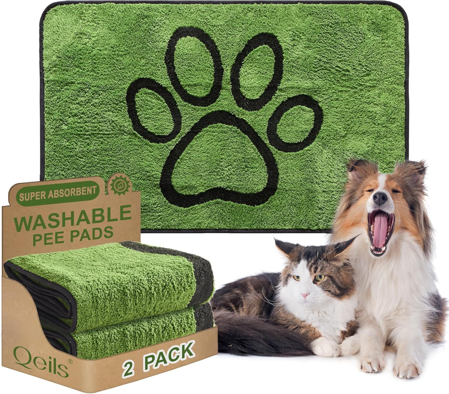 Washable Pee Pads for Dogs, 2 Pack Super Absorbent Reusable Puppy Pads ...