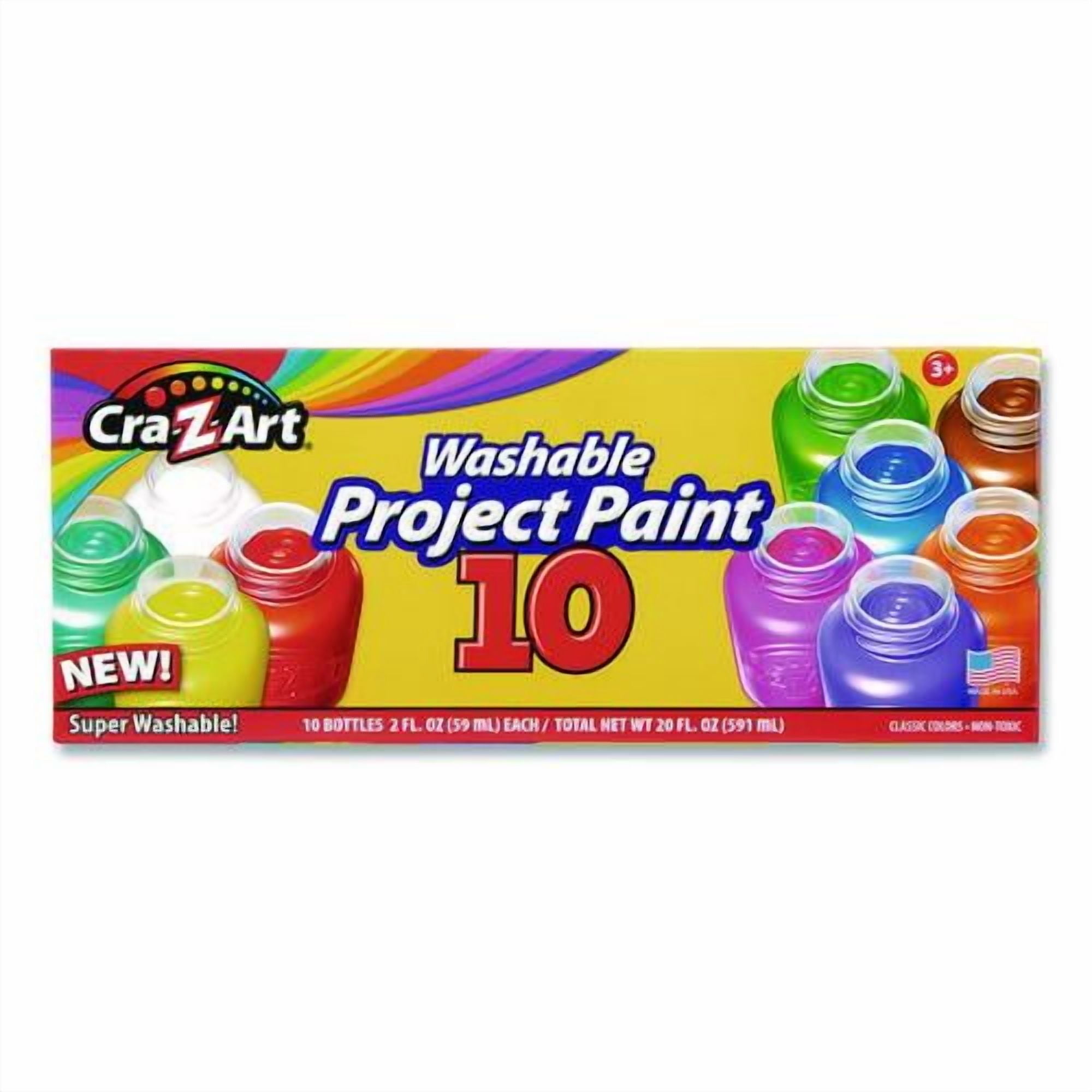 Washable Project Paints, 10 Assorted Colors, 2 oz Bottles, 10/Pack ...