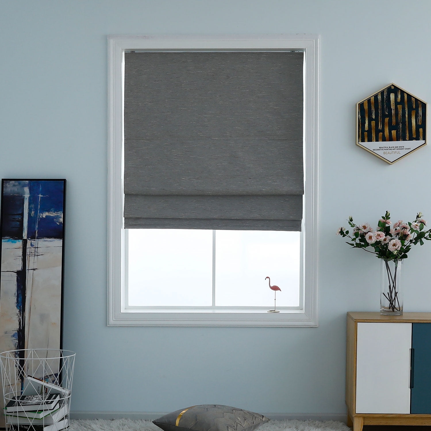 Belmar Cordless Room Darkening Jacquard Textured Woven Polyester Roman ...