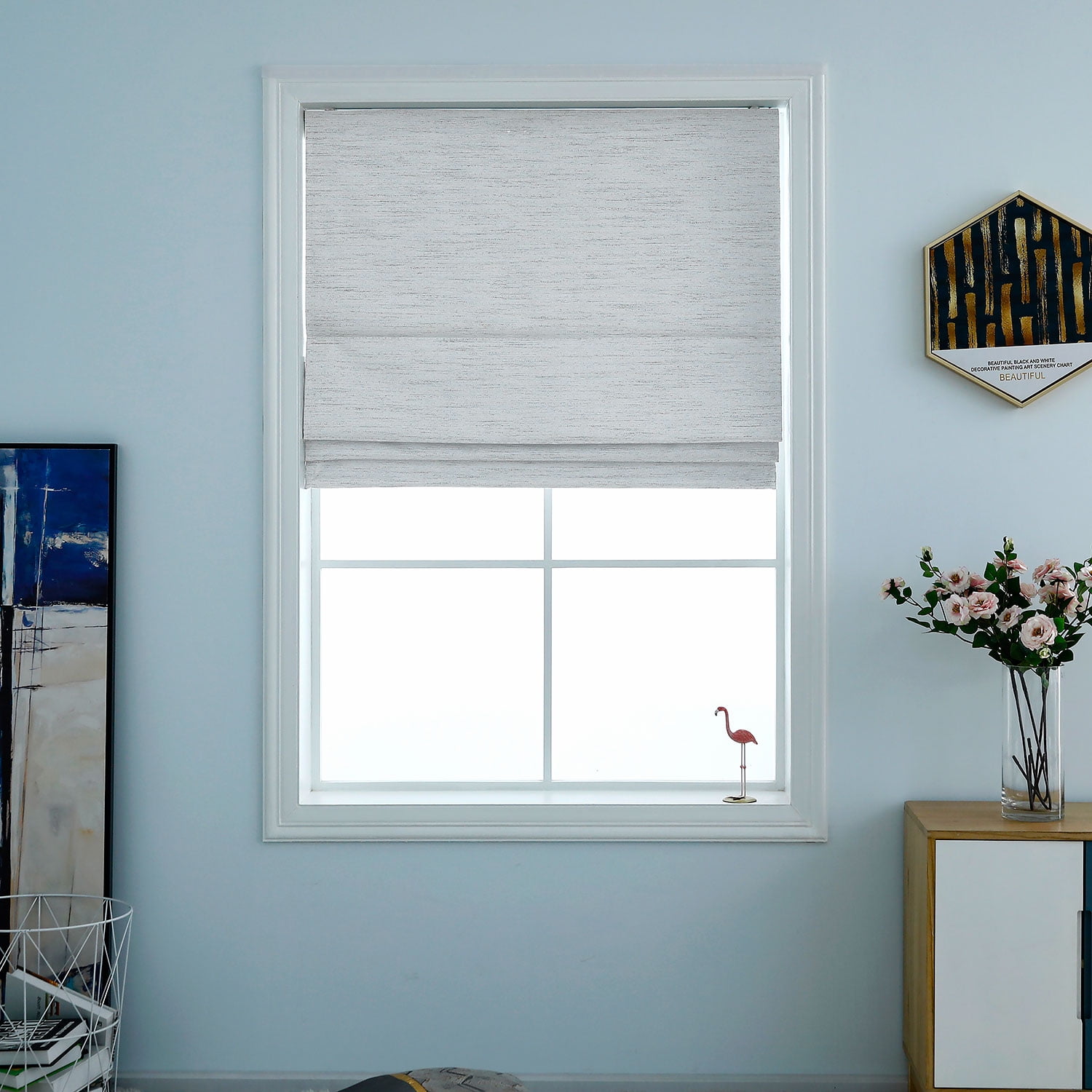 Washable Room Darkening Cordless Roman Shades for Windows, Double Tone ...