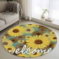 Washable Round Area Rug Spring Flowers Watercolor Daisy Circle Rugs ...