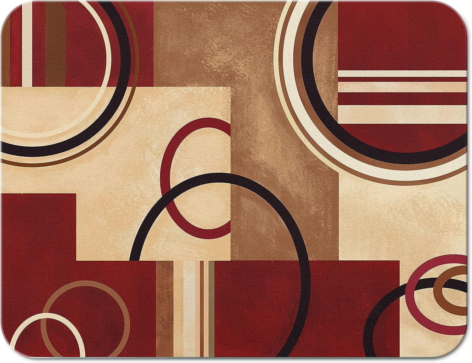 Washable Rubber Abstract Arcs and Shapes Red Dish Drying Mats for ...