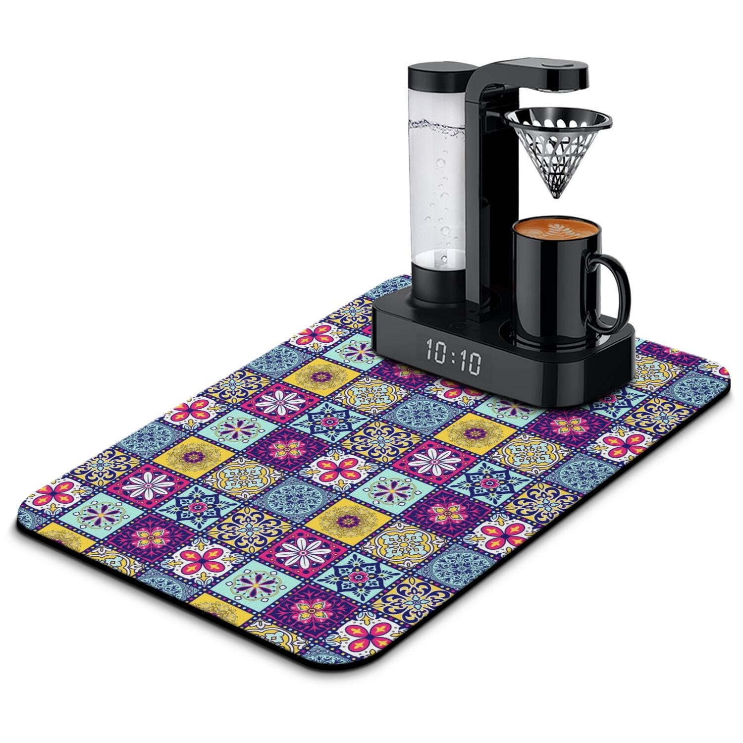 Washable Rubber Boho Abstract Art Vintage Dish Drying Mats for Kitchen ...