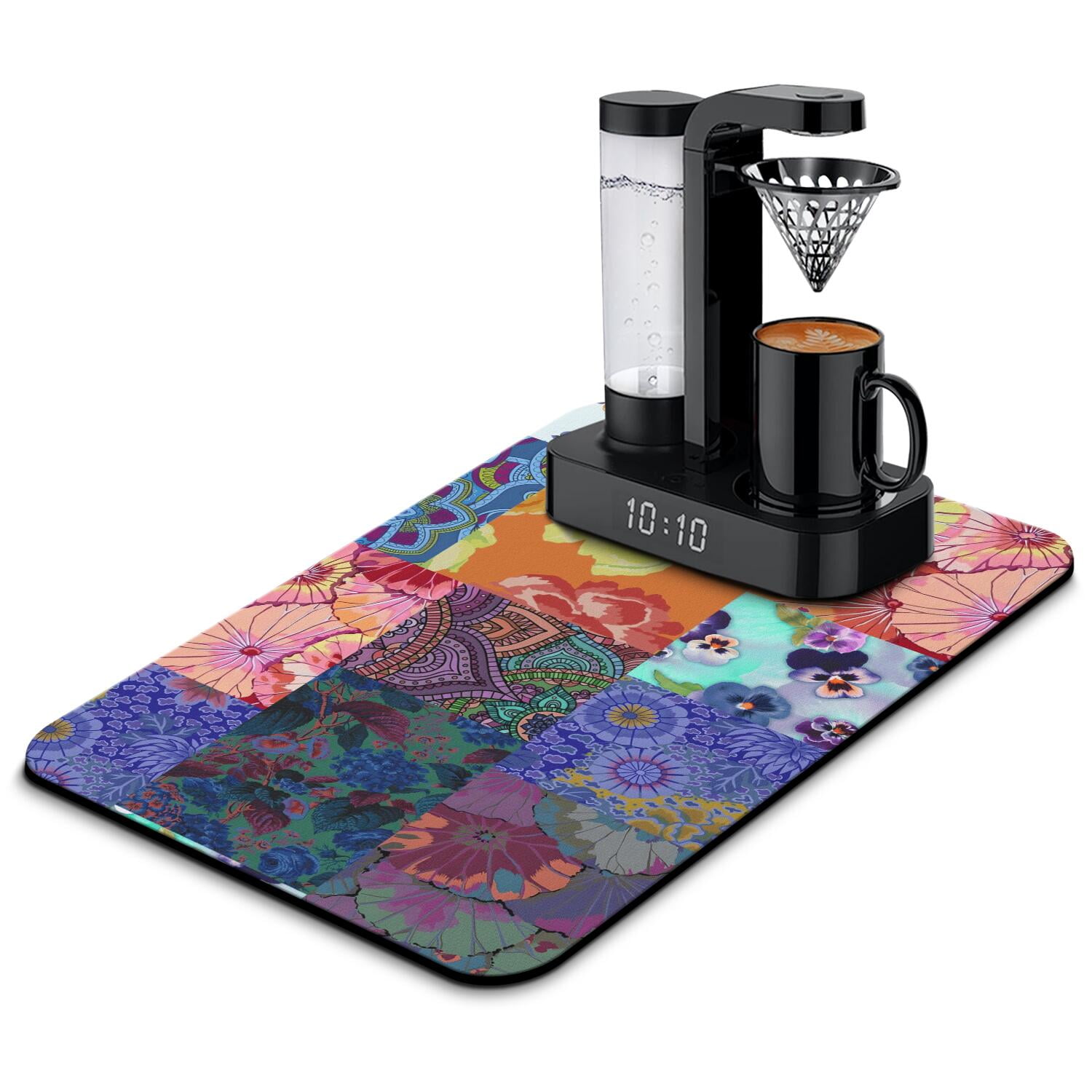 Washable Rubber Pioneer Bohemian Stitching Colorful Floral Dish Drying ...